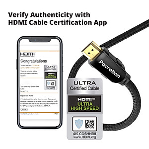 8K HDMI ARC/eARC Cable for Soundbar 6.6FT/2M [Certified] HDMI 2.1 Cable 48Gbps Ultra High Speed Cable in-Wall Safe, 4K 120Hz, Supports Dynamic HDR, HDCP, Dolby Atmos for Vizio Samsung Bose Sound Bars