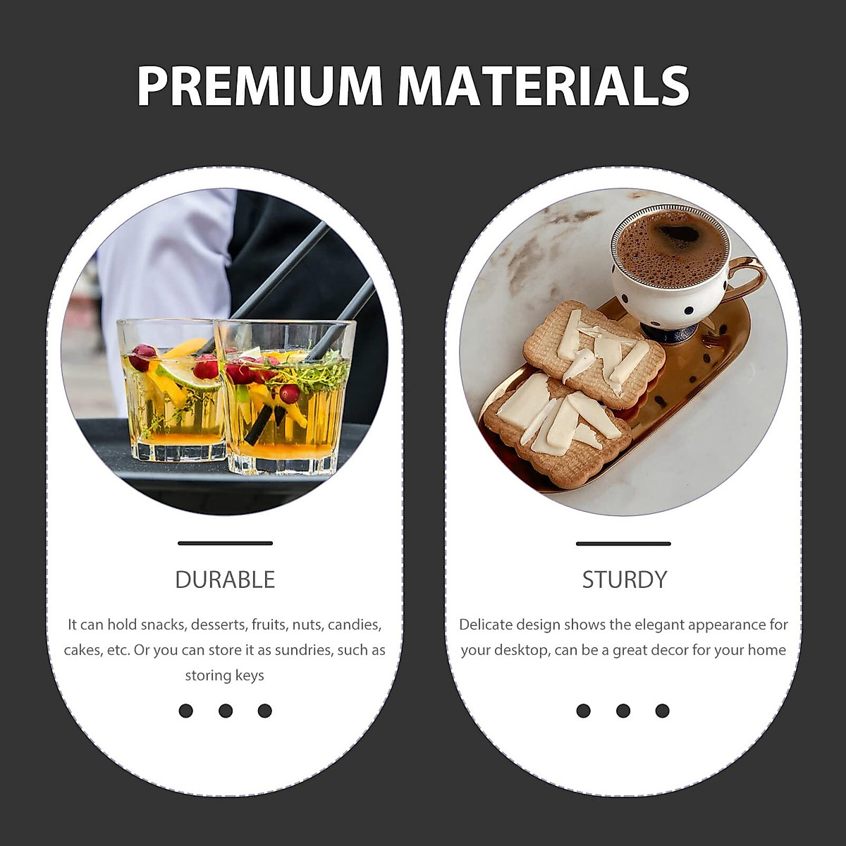 Cabilock Stainless Steel Serving Tray European Style Oblong Tray Food Serving Tray Serving Platter for Snack Desserts Food Appetizers Coffee Breakfast