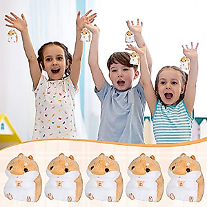 20 Pieces Small Hamster Plush Animals Cute Hamster Plush Stuffed Animal Small Stuffed Doll Keychain Key Holder Bag Pendant Party Favor for Kids Birthday Party Favors DIY Home Decor (Light Brown)