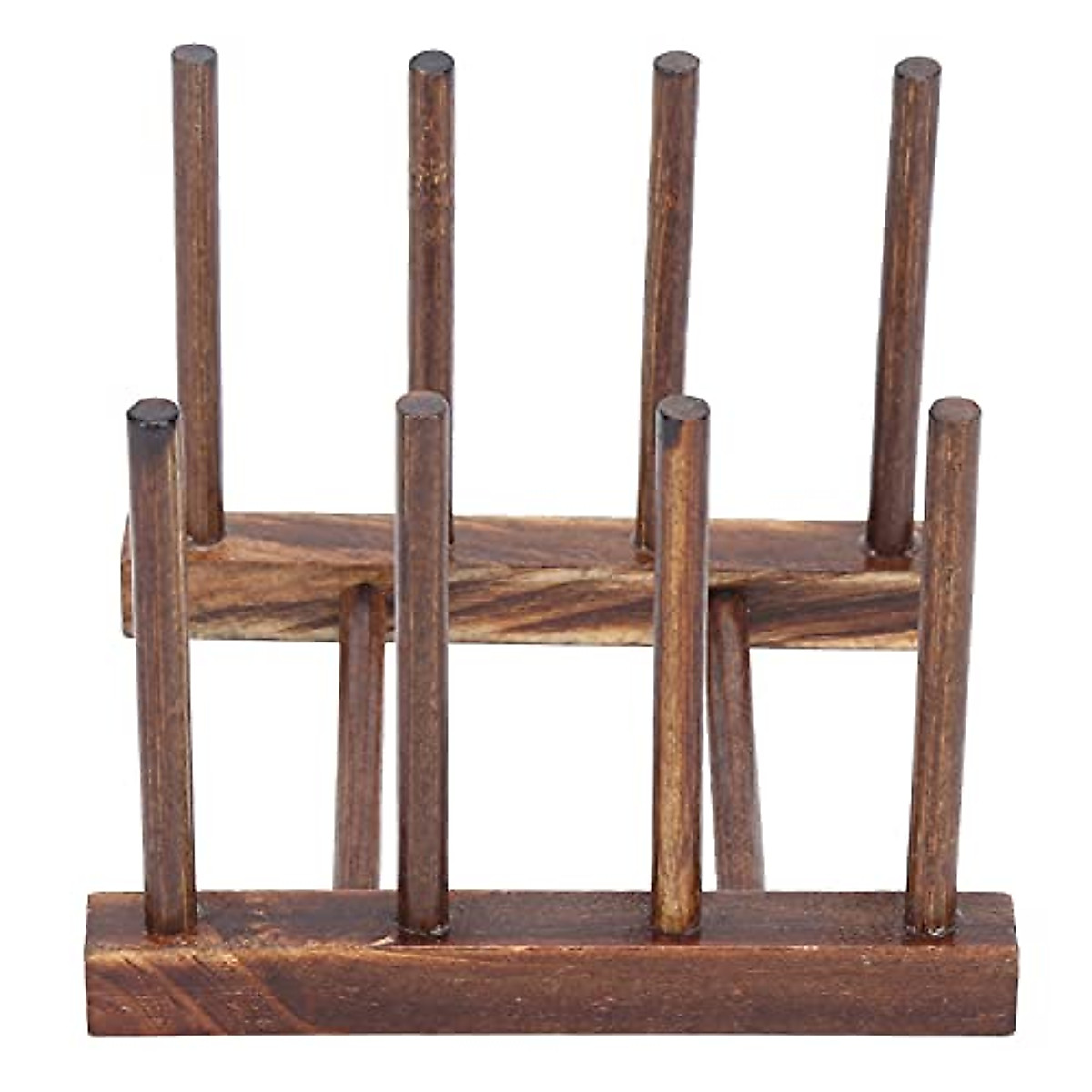Wooden Dish Plates Holder Wood Dish Rack 4/6 Column for Dish Plate Bowl Cup Home Storage Cabinet(4.9 x 5.5 x 4.1in)