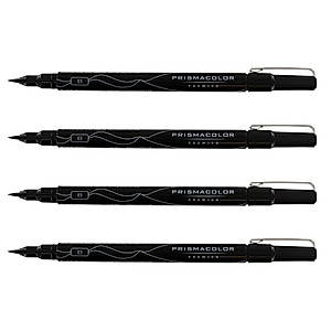 Prismacolor Premier Brush Tip Marker, Black, 4 PACK