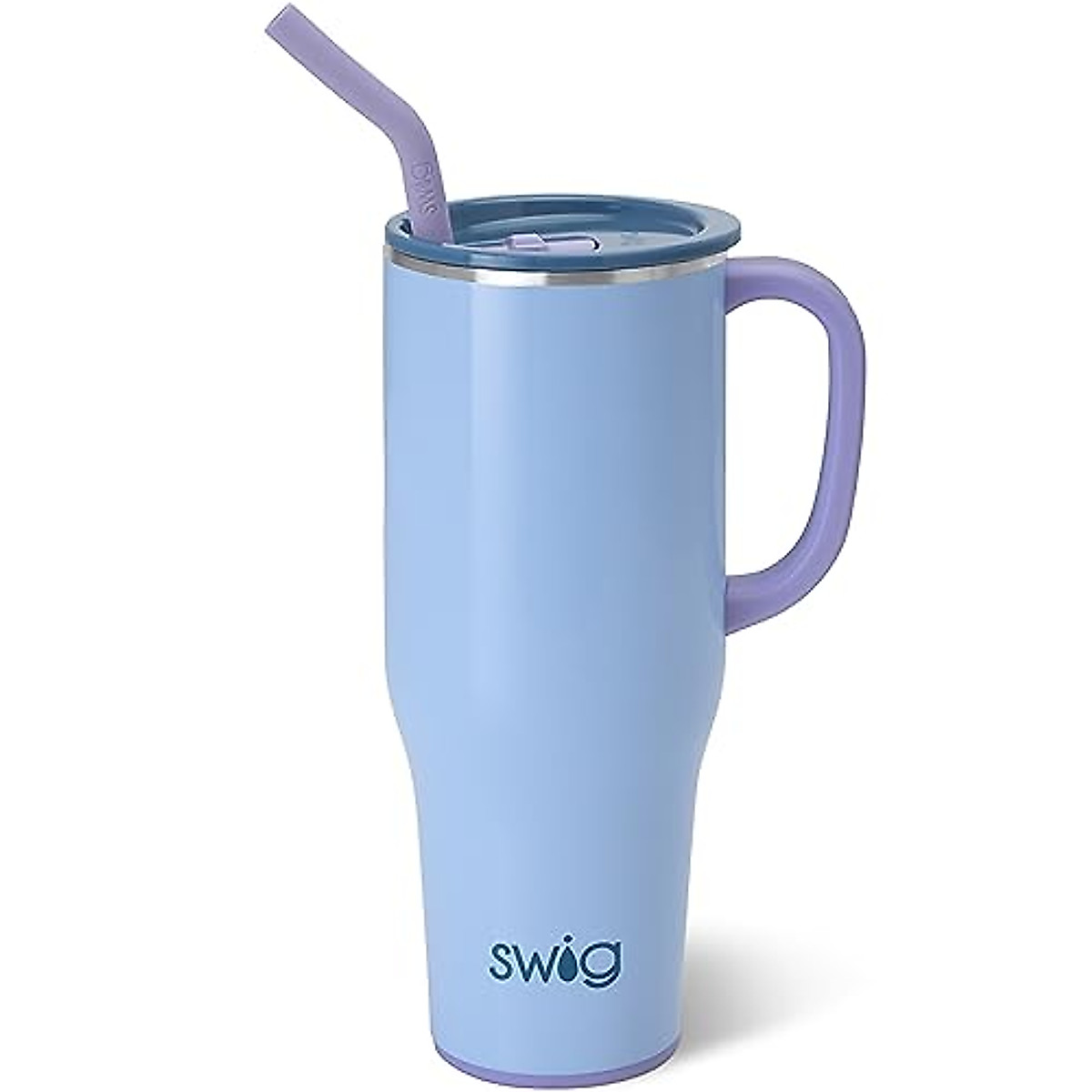 Swig Life 40oz Mega Mug, 40 oz Tumbler with Handle and Straw, Cup Holder Friendly, Dishwasher Safe, Extra Large Insulated Tumbler, Stainless Steel (Bay Breeze)