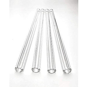 Thetrazspot Crystal clear straight glass straw set of 4 with cleaning brush 9.5mm x 8 inch