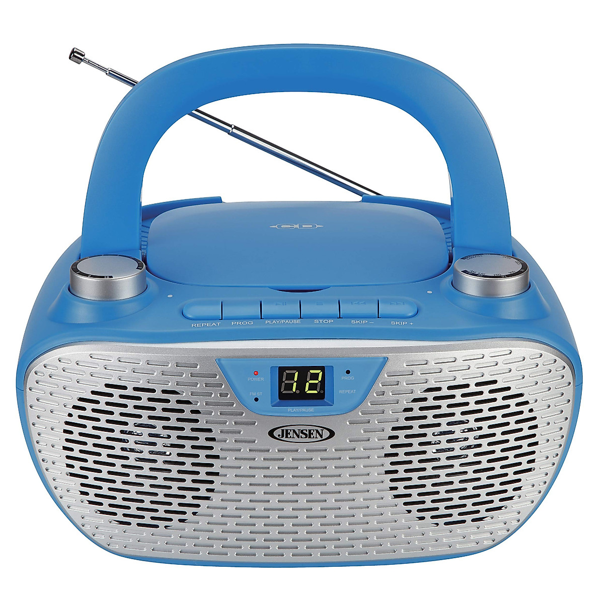 JENSEN CD-485-BL CD-485 1-Watt Portable Stereo CD Player with AM/FM Radio, Corded Electric (Blue)