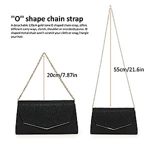 DETARA Women Evening Handbag Glitter Sequins Clutch Purses for Women Shiny Crossbody Bag Formal Wedding Party Prom Purse (Black 305B)