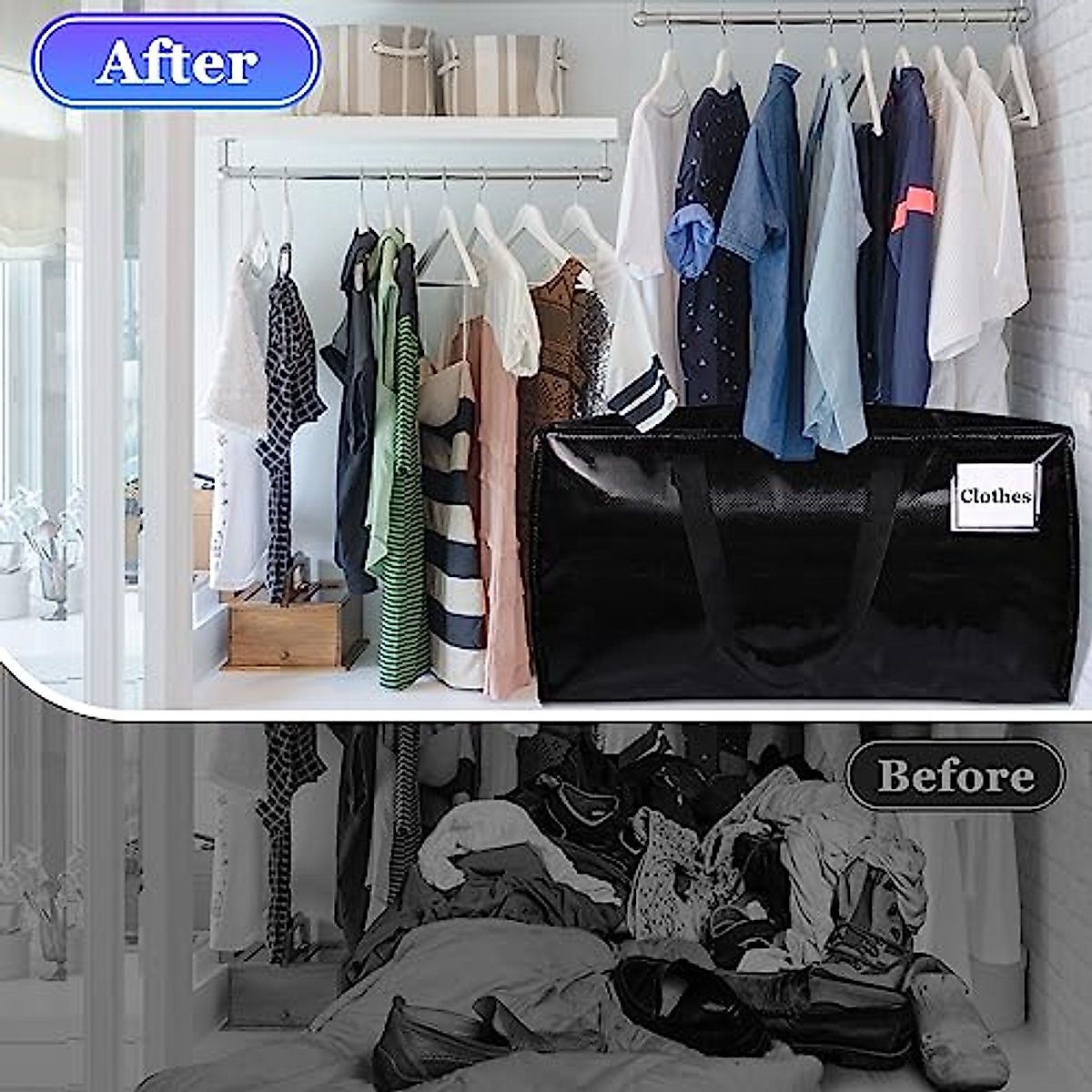 StorageRight Extra Large Moving Bags Oversized Moving Boxes with Strong Handles ＆ Zippers，Collapsible ＆ Reusable Storage Tote for Items，Ideal for Packing & Space Saving 93L,8-Pack