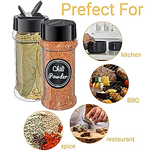 suituts 3.3 oz 24 Pack Clear Plastic Spice Jars with Black Shaker Lids, 100ml Round Spice Bottle, Plastic Seasoning Jars with Labels and Pen