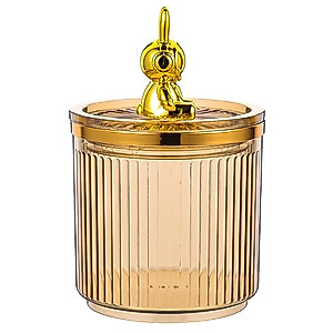 Garneck 2pcs space bunny storage tank cotton round holder medicine bottles with caps round vanity tray candy dish covered candy bowl bathroom canister acrylic canister clear acrylic jar