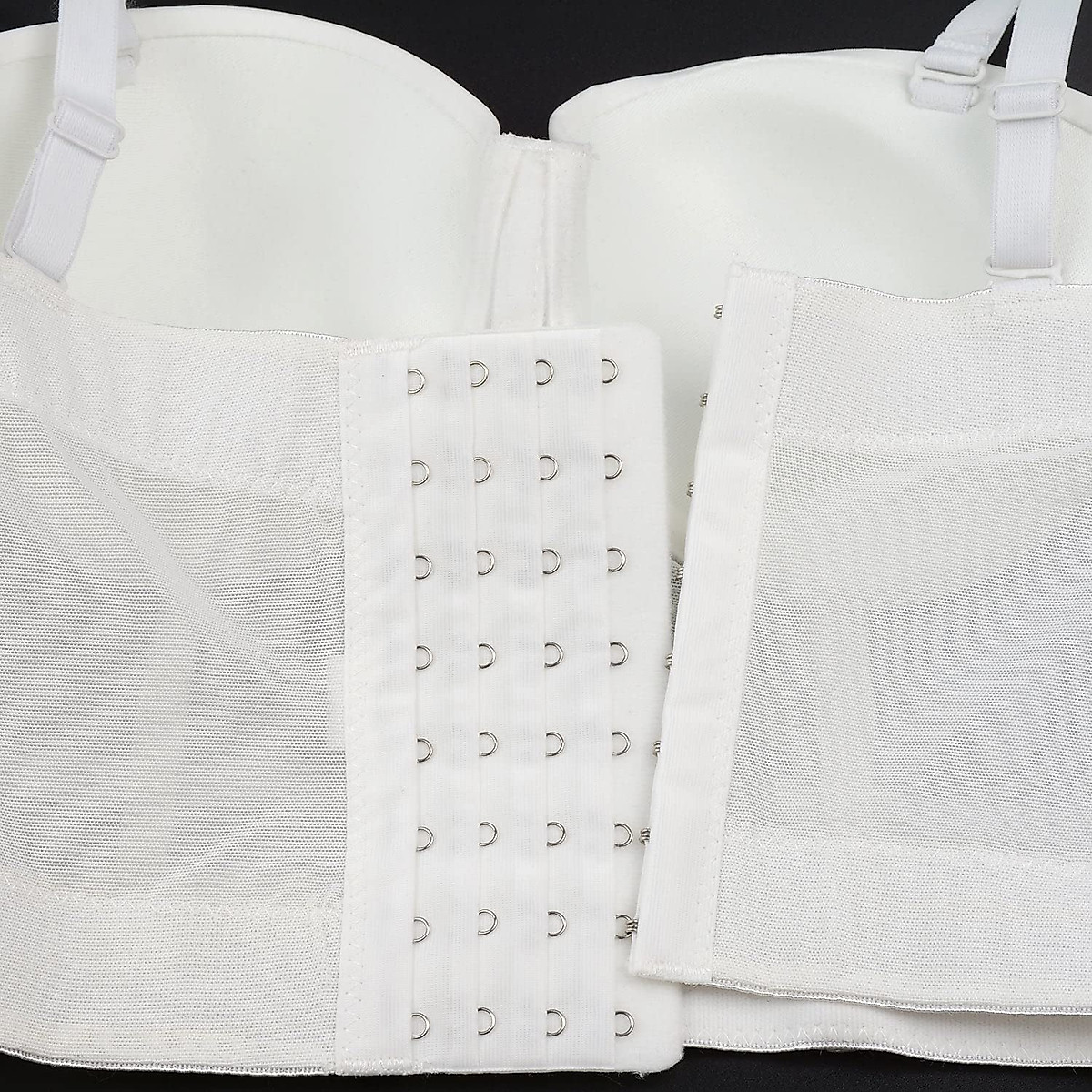 ELLACCI Women's Diamond Chain Mesh Bustier Crop Top Push Up Corset Top Bralet White Medium