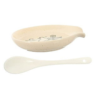 Cabilock 4 Sets Ceramic Spoon Rest Coffee Mug Spatula Holder Kitchen Spoon Rest Stove Spoon Holder Coffee Cups Ceramic Scoop Rest for Daily Use Scoop Holder for Kitchen Coffee Spoon Rest