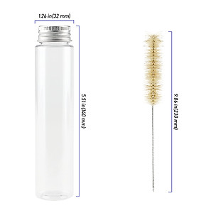 ZEONHEI 40 PCS 110ml Clear Plastic Test Tubes with Screw Caps, 140 x 32mm Flat Test Tubes, Plastic Storage Tubes for Bath Salt and Candy Storage, Science Party Favors