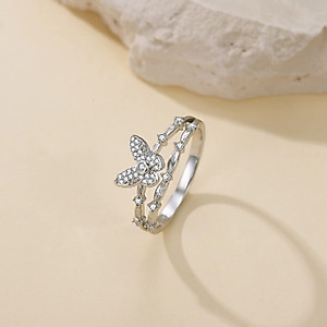 SVODEA Butterfly Ring for Women 925 Sterling Silver Created 5A Cubic Zirconia Butterfly Statement Rings Dainty Animal Jewelry Anniversary Birthday Jewelry Gifts for Women (10)