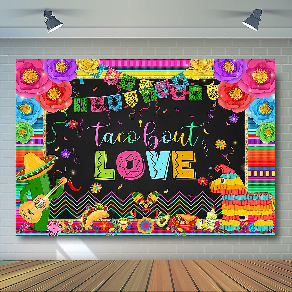 Avezano Taco Bout Love Backdrop Cactus Flower Wedding Photography Background Mexican Fiesta Themed Bridal Shower Bachelorette Party Banner Decoration Supplies (7x5ft)
