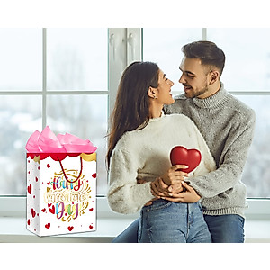 FLYAB Happy Valentines Day Gift Bag with Handle 11.5"x9"x5" Valentines Gift Bag with Tissue Paper Romantic Valentines Anniversary Wedding Gift Bags for Her Him Girlfriend Boyfriend Wife Husband Women