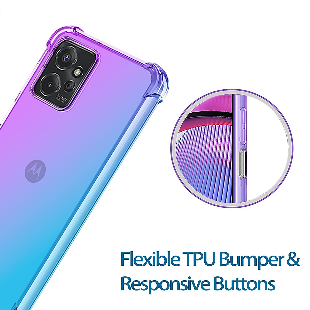 Koarwvc Case for Motorola ThinkPhone Case, Moto ThinkPhone 5G Case, Crystal Clear Case Gradient Slim Anti Scratch TPU ShockProof Protective Phone Cases Cover for Motorola ThinkPhone 2023 (Purple/Blue)