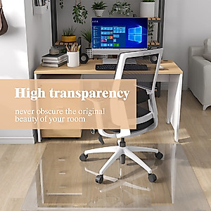 Natsukage Glass Chair Mat 46" x 53" 1/4" Thick Tempered Glass Office Chair Mats Desk Chair Mat for Carpet or Hardwood Floor Computer Chair Mat Floor Protector(Transparent)