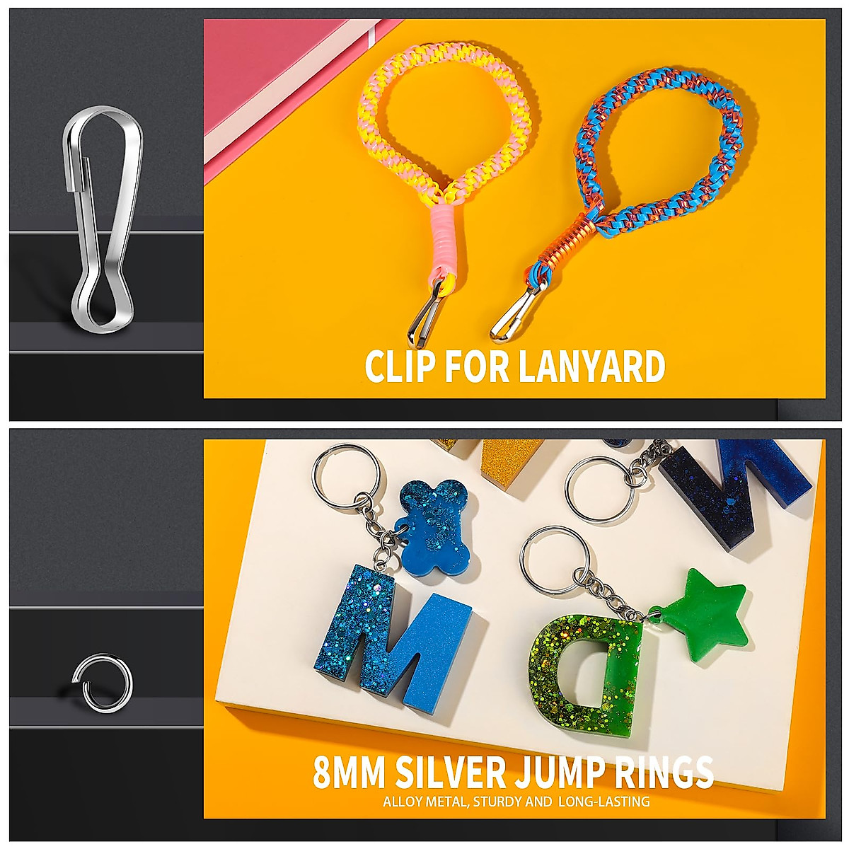 LEOBRO 145PCS Key Chain Rings and Keychain Clips for Keychains, Lobster Claw Clasps and Key Rings, Keychain Accessories, Bulk Lanyard Clips Keychain Rings Keychain Clips for Crafts, Keychain