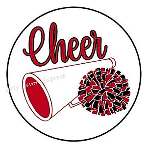 30 Pcs 1.5" Inch Red Cheer Cheerleading Stickers - Cheer Stickers - Cheerleader Stickers Envelope Seals Labels - D #AA61RK