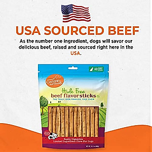 Canine Naturals Beef Chew - Rawhide Free Dog Treats - Made with Real Beef - Poultry Free Recipe - All-Natural and Easily Digestible - 40 Pack of 5 Inch Stick Chews