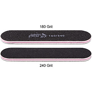 25PCS Mini Size PANA Professional Double Sided Nail Files - Black, 180/240 Grit - Emery Board Nail Buffering File Manicure Pedicure Nail Polisher Washable