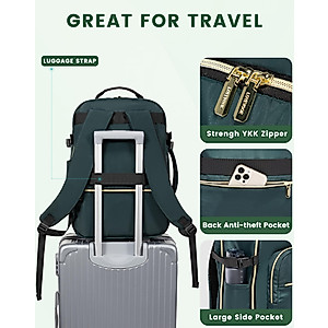 LOVEVOOK Travel Carry on Backpack as Personal Item Flight Approved for Men, 40L Waterproof Large 17inch Laptop Luggage Daypack Business Weekender Overnight with 3 Packing Cubes, Green