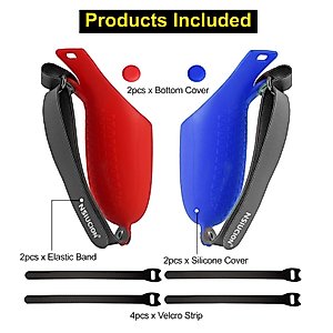 Nsiucion Touch Controller Grip Cover for Oculus Quest 2 VR Game Controller, Anti-Throw Handle Protective Sleeve with Adjustable Wrist Knuckle Strap Quest 2 Accessories (Red & Blue)