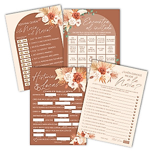Boho Spanish Bridal Shower Games 20 Guests - Juegos Para Despedida De Soltera En Español, Wedding Shower Games, Bridal Shower Bingo In Spanish, Popular Bridal Shower Games Spanish Edition