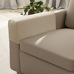 Zenna Home Pixel 2-Piece Stretch Furniture Arm Covers Armrest Protectors, Sand