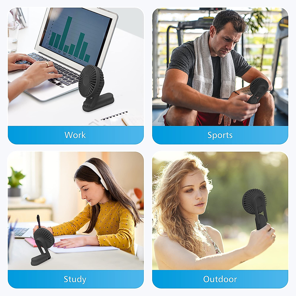 COMFIER Portable Handheld Fan,Personal Fan,Mini Fan with Power Bank,Rechargeable Hand held Fan,Hand Fans Battery Operated,Small Fan for Kids Girls Women Men,Travel,Outdoor,Sports