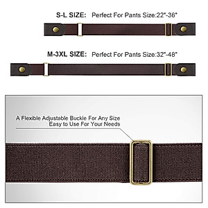 WHIPPY No Buckle Stretch Women Belt for Jeans Pants, Elastic Buckle Free Invisible Belts for Men up to 48 Inches (Coffee, Fit Pants Size 22-29 Inches)