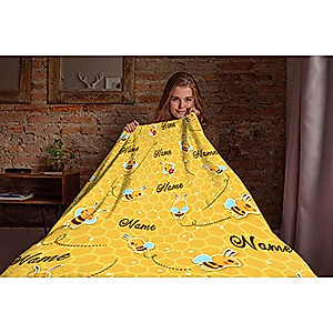Custom Cute Bee Blankets Super Soft for Bed Couch Sofa Fuzzy Warm Cozy Lightweight Throw for Friend Adults Women Men 80 in x 60 in Large for Adult