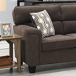 118" Wide Large Modern Upholstered L-Shaped Sectional Sofa with 2 Cushions, Modern Tufted Micro Cloth Couch with Soft Memory Foam Seats, 5 Seater Modular Sofa - Chocolate Brown - Oliver & Smith