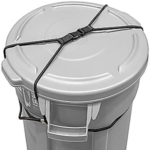 Encased Trash Can Lock for Animals/Raccoons, Bungee Cord Heavy Duty Large Outdoor Garbage Lid Lock (Trash Can NOT Included)