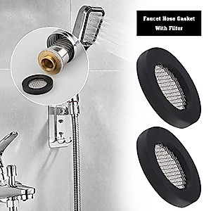 50PCS Stainless Steel Filter Garden Hose Washer Seal O Ring Gasket Water Faucet Rubber Washer with 40 Mesh for 1/2 Inch Garden Hose Water Faucet Shower Head