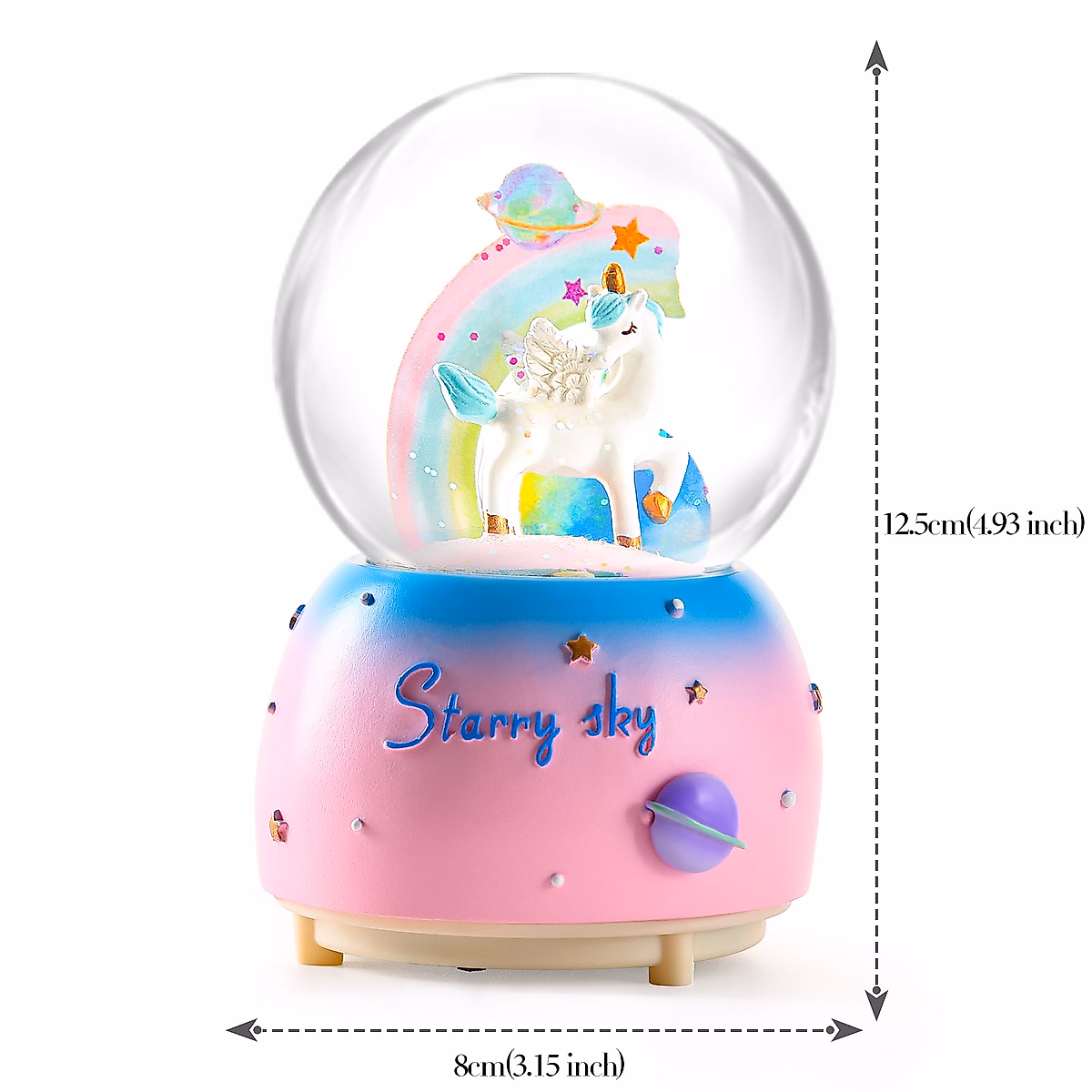 Unicorn Snow Globe for Kids, VECU Snow Globe with Music Perfect Unicorn Music Box for Girls, Granddaughters Babies Birthday ( Manual Snow Drift)