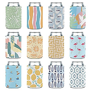 Blank Beer Can Coolers Sleeves (12-Pack) Soft Insulated Beer Can Coolies - HTV Friendly Plain Koolies in Bulk for Soda, Beer & Water Bottles - Coolie Blanks for Vinyl Projects & Wedding Favors