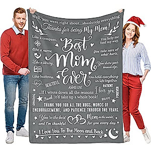 Best Mom Ever Gifts for Mom, Mothers Day Blankets from Daughter Son, Letter Warm Soft Throw Blankets for Mom, Best Mom Ever Blankets, Mom Gifts for Birthday, Mothers Day, 50" x 70"