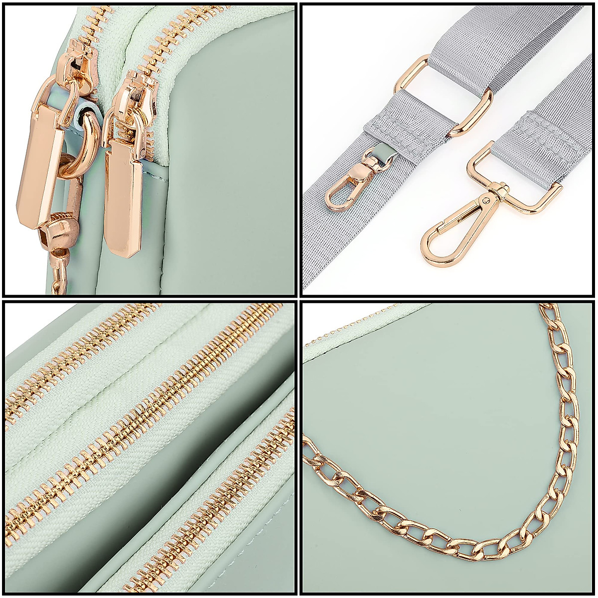 UTO Small Crossbody Bags for Women 3 in 1 Trendy Belt Purse Fashion Designer Mini Cute Sling Fanny Chest Pack Green