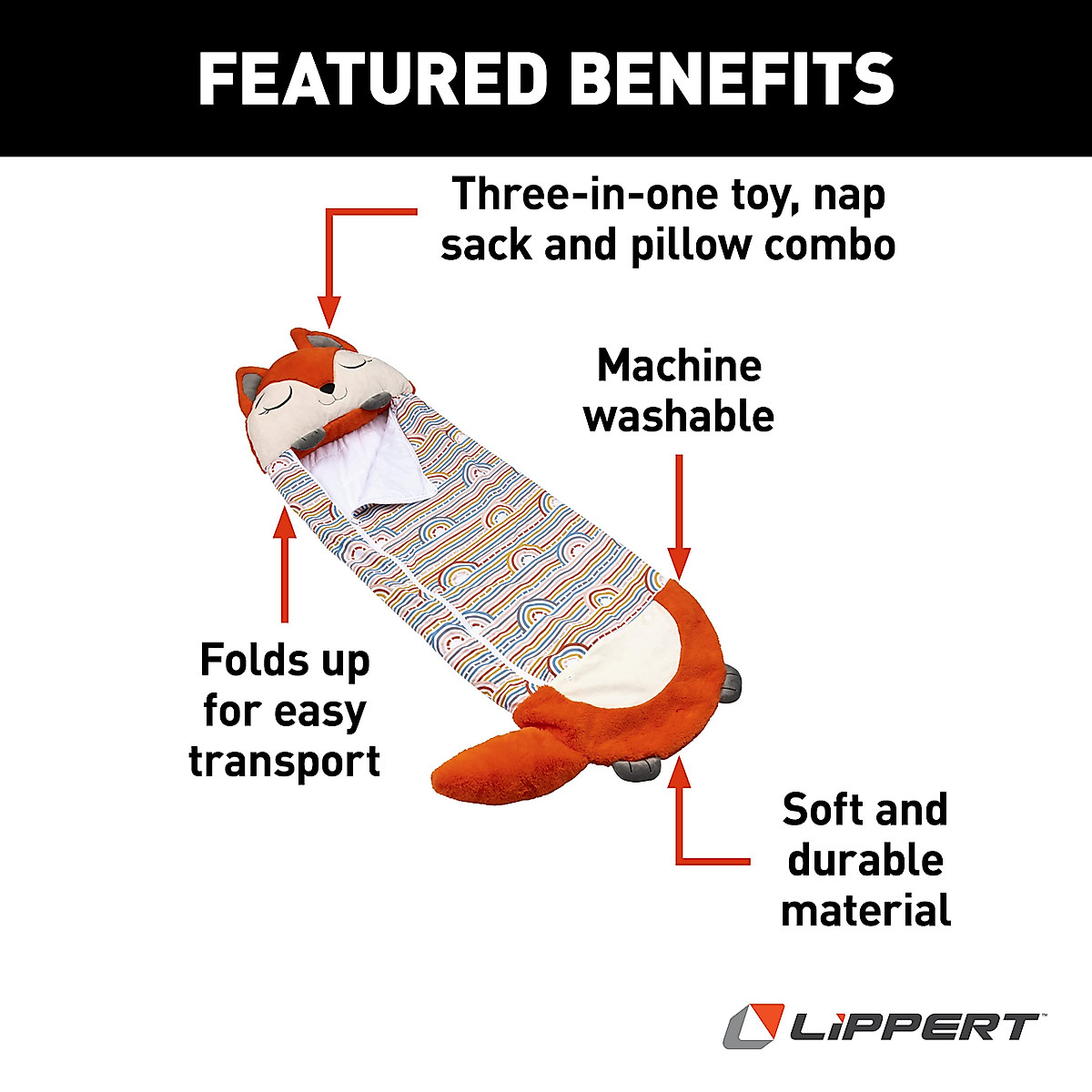 Lippert 2022107840 Thomas Payne Nap Sack Kids Sleeping Bag - Fox, Orange