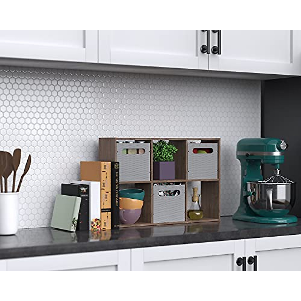 ClosetMaid Mini 6-Cube Desktop Storage Wall Mount Organizer, Weathered Teak