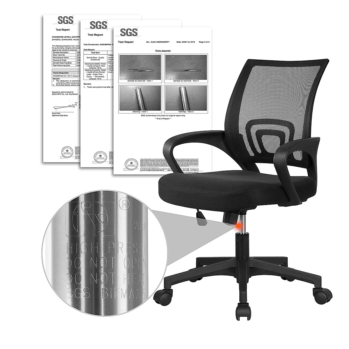 Yaheetech Office Chair Ergonomic Desk Chair Mid-Back Big Cheap Computer Chair Mesh Swivel Chair with Lumbar Support