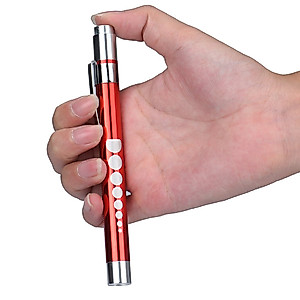Gonwan Pen Light Led Penlight Lighting Mini Size Bright Dazzling Effect Anodized Reusable Portable Bright Clear Light Medical Pen Light for Nurses Doctors, Red, 13.5cm(L)x1.2cm(Dia)( approx)