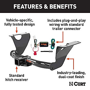 CURT 99308 Class 3 Trailer Hitch, 2-Inch Receiver, 4-Pin Wiring Harness, Select Subaru Outback