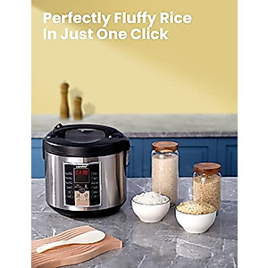 COMFEE' Rice Cooker, Slow Cooker, Steamer, Stewpot, Saute All in One (12 Digital Cooking Programs) Multi Cooker (5.2Qt ) Large Capacity, 24 Hours Preset & Instant Keep Warm