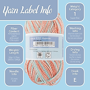 JubileeYarn Soft and Slim Yarn - Baby Weight Rayon from Bamboo Wool Blend - 50g/Skein - Cotton Candy - 2 Skeins