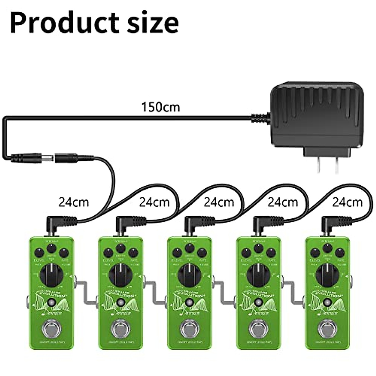 for Casio Keyboard Donner Roland Boss Electronic Guitar Multi-Effect Pedal 9V 1500mA Power Adapter Supply Tip Negative with 5 Way Daisy Chain Cables