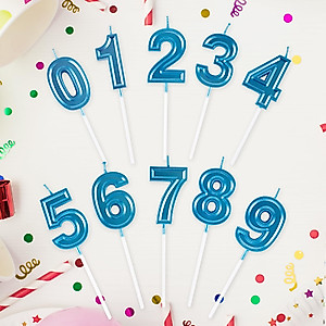 BEAN LIEVE Blue Number Candles - 10-Pcs Number Birthday Candles, Cake Number Candles, Numeral Birthday Candles, Numeric Candles Number 0 1 2 3 4 5 6 7 8 9 Used for Party Celebration
