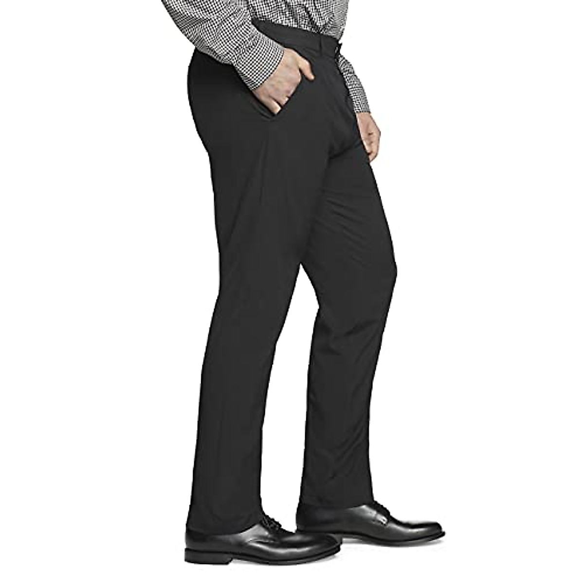 Van Heusen Men's Big & Tall Big and Tall Stain Shield Stretch Straight Fit Flat Front Dress Pant, Black, 40W x 34L