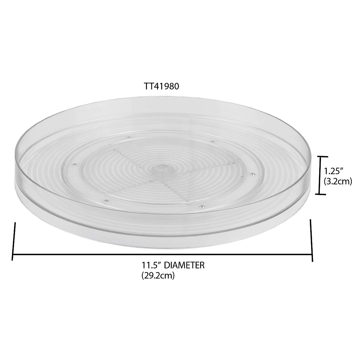 Home Basics Ta Spin Non-Skid Plastic 360 Degree Turntable – Rotating Stand for Dining Table, Kitchen Counters, Cabinets, Pantry and Fridge-Spices, Seas, Clear
