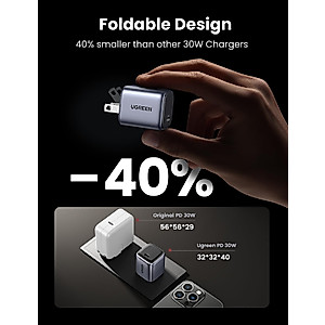 UGREEN Nexode 30W USB C Charger with 60W USB C Cable, iPhone 15 Charger Foldable GaN PPS Compact Fast Wall Charger Block for iPhone 15/14, Galaxy S24 Ultra/S23, Pixel 8 Pro, MacBook Air, iPad Pro
